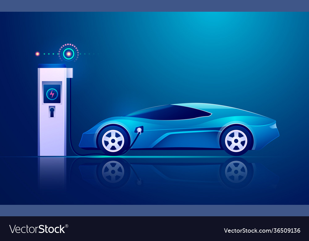 Ev blue Royalty Free Vector Image - VectorStock
