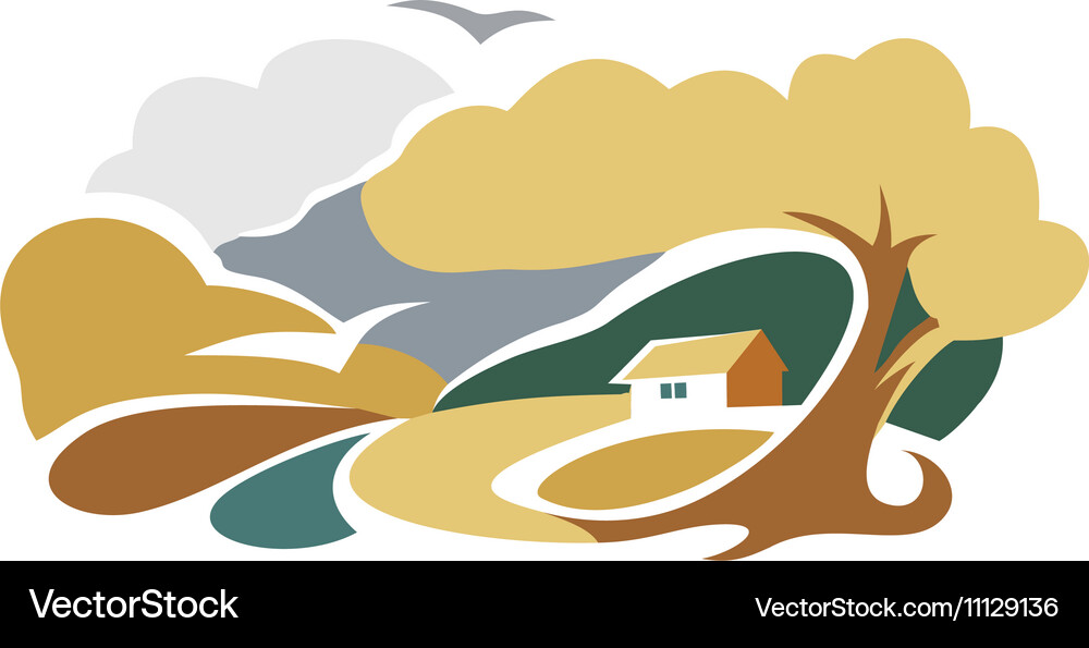 Isolated abstract colorful rural landscape Vector Image