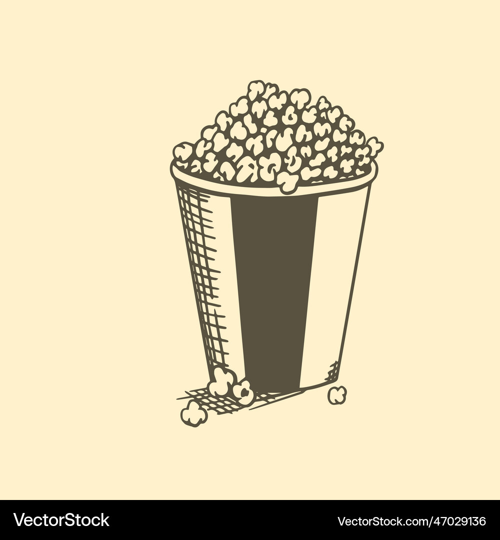 Isolated hand drawn sketch of popcorn Royalty Free Vector