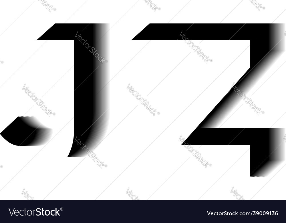 Jz monogram shadow shape style Royalty Free Vector Image