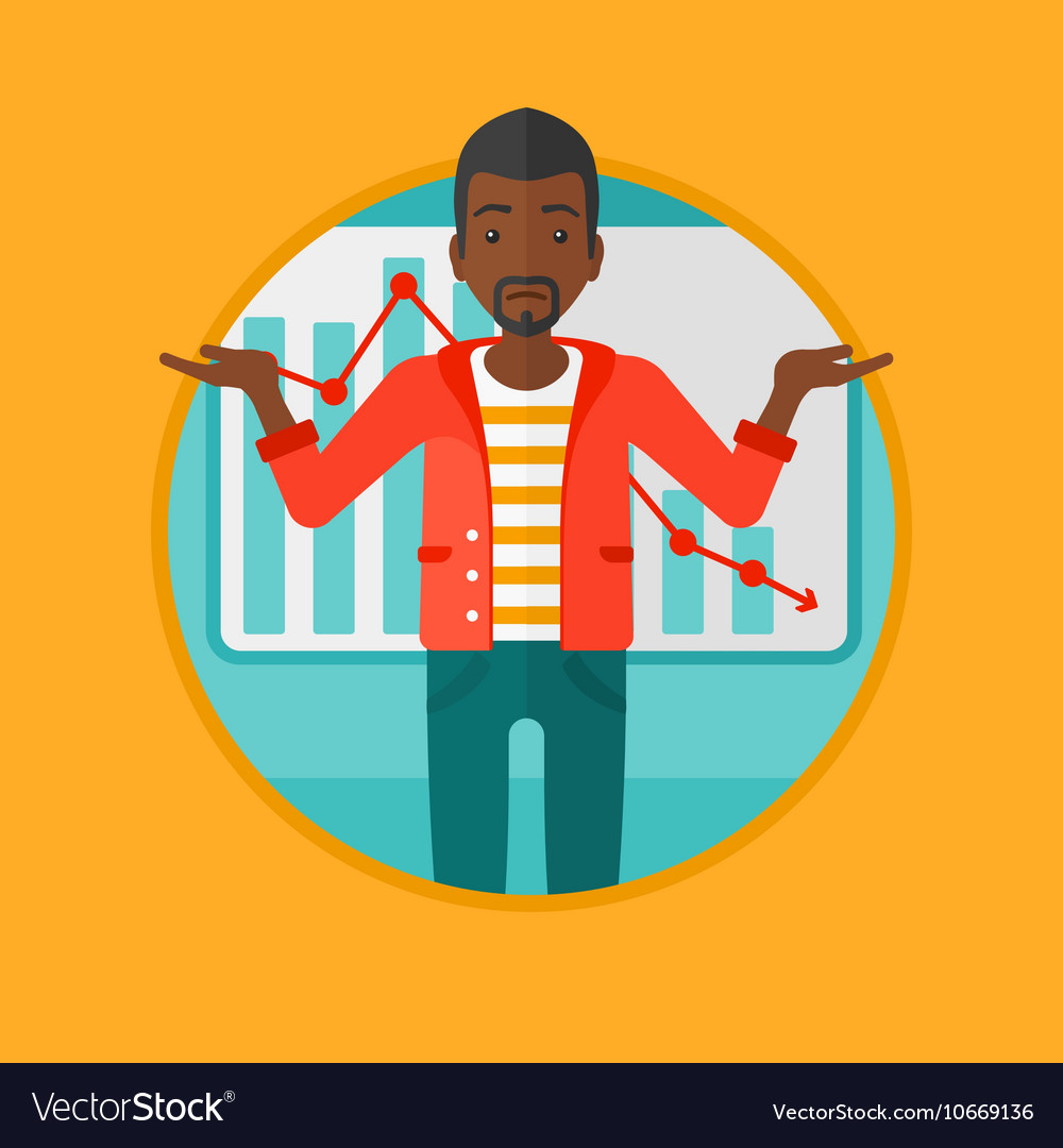 Man with decreasing chart Royalty Free Vector Image