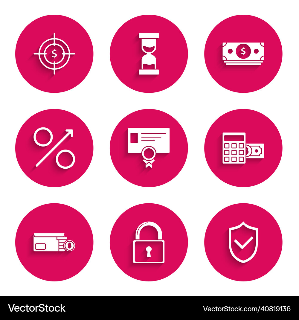 Set certificate template lock shield with check Vector Image