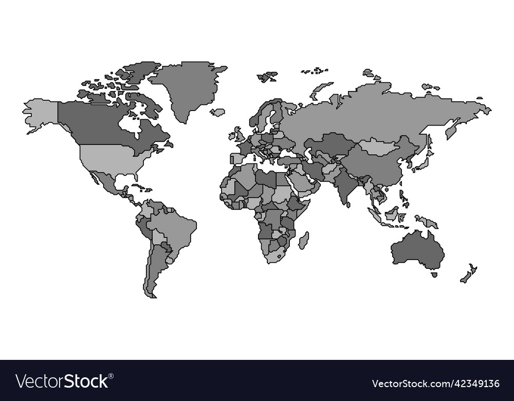 Simplified smooth border world map Royalty Free Vector Image