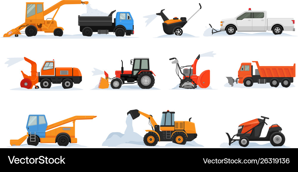 Snow removal winter vehicle excavator Royalty Free Vector