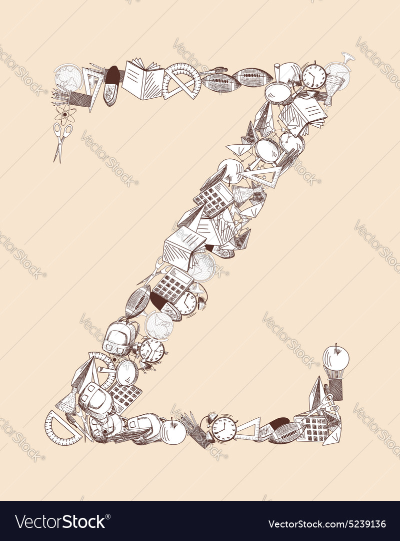 Z school alphabet letter Royalty Free Vector Image