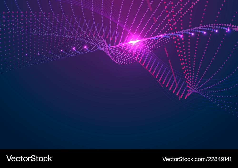 Abstract digital wave of particles with science Vector Image