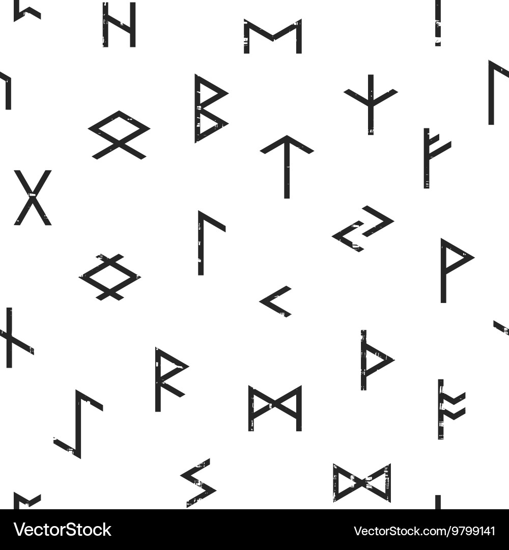 Abstract seamless grunge pattern of elder futhark Vector Image