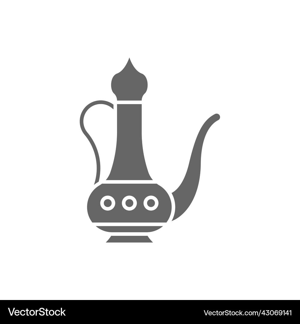 Arabic coffee pot icon filled flat sign Royalty Free Vector