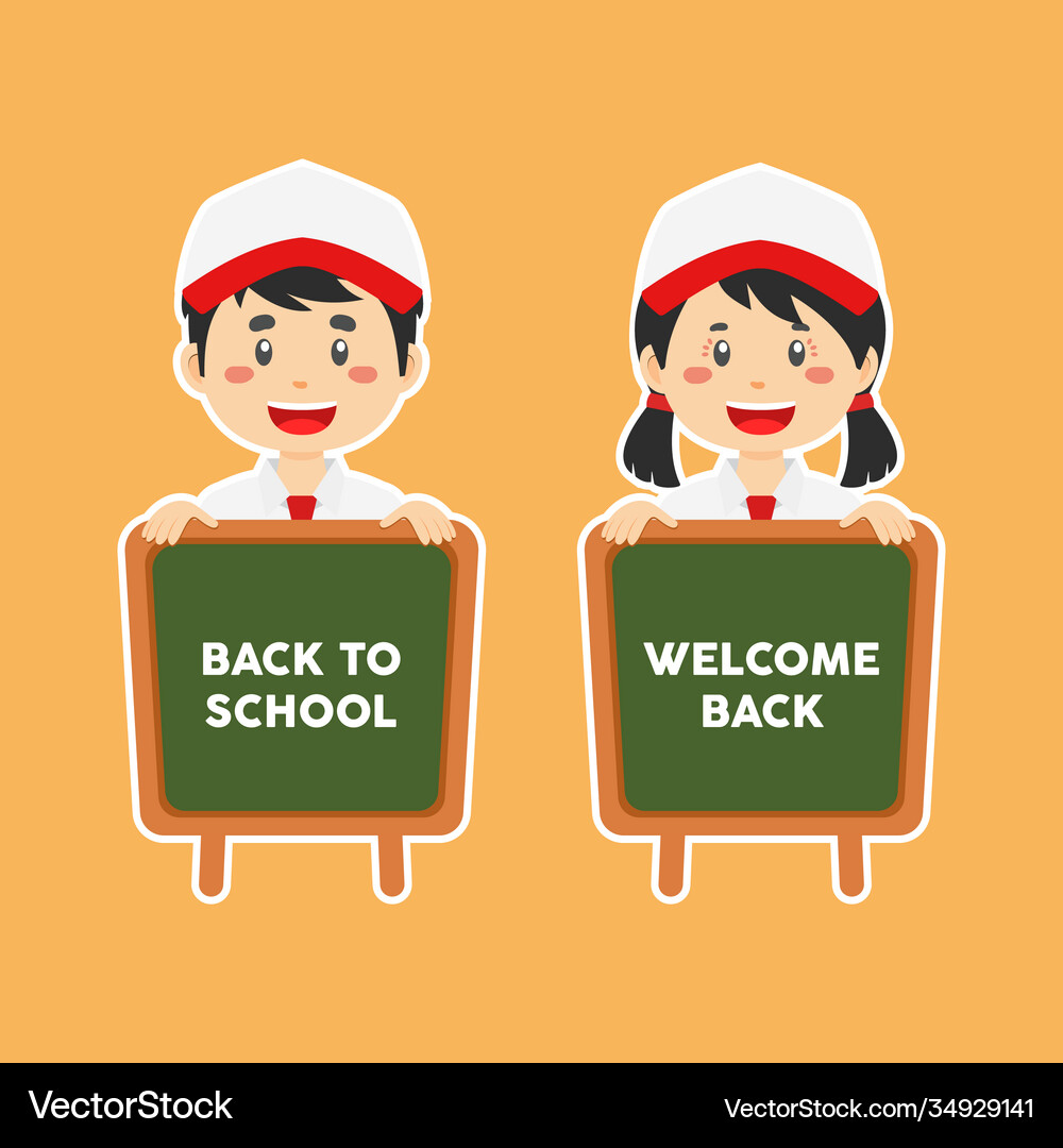 Back school stickers with children character Vector Image