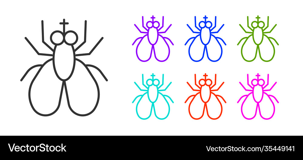 Black line insect fly icon isolated on white Vector Image