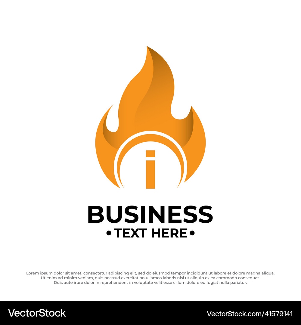 Burning flame fire with capital letter i design Vector Image