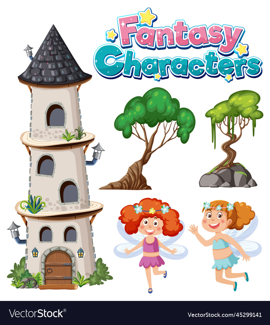 Fantasy characters and objects set Royalty Free Vector Image