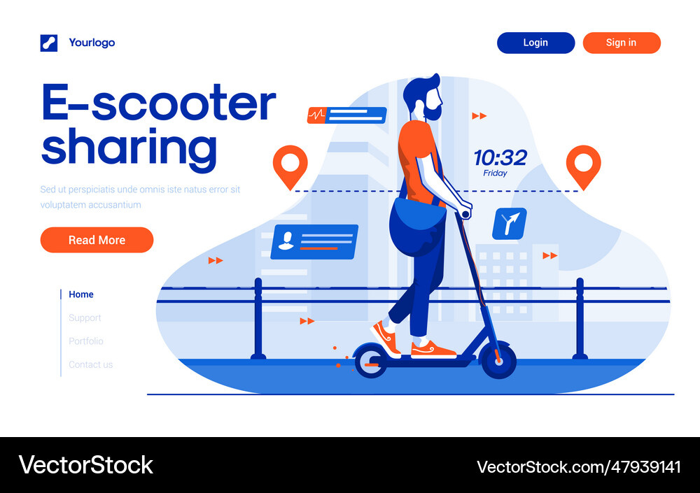 Flat modern design of scooter sharing Royalty Free Vector