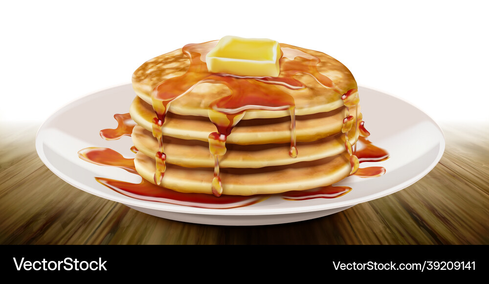 Fluffy Pancake Stack - Food Element Royalty Free Vector