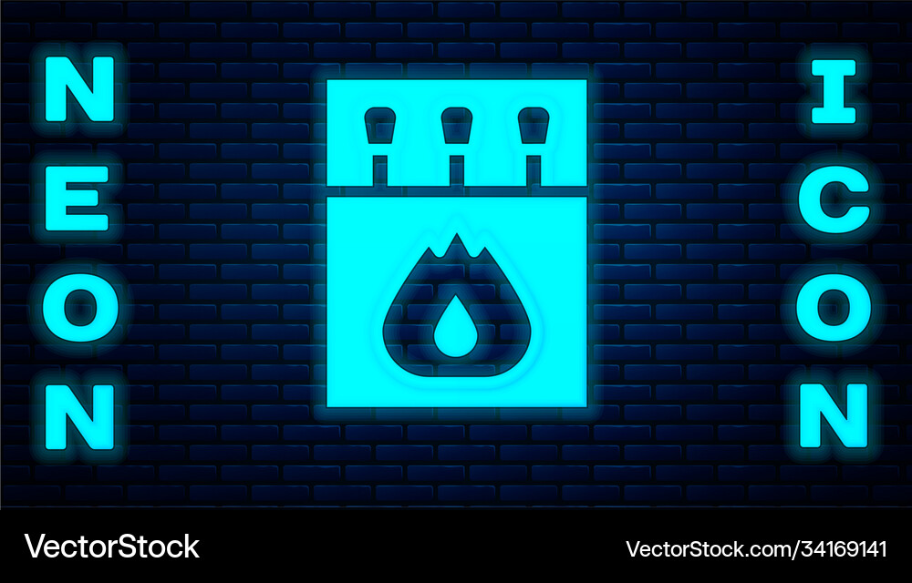 Glowing neon open matchbox and matches icon Vector Image