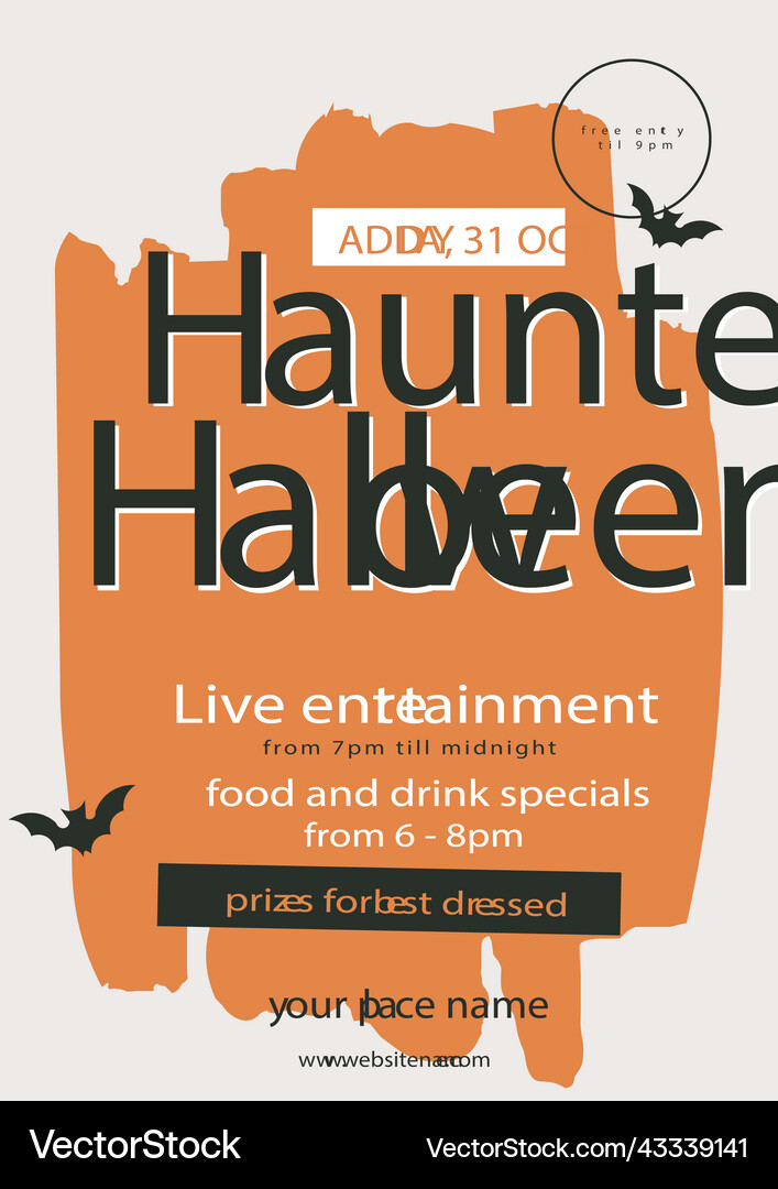 Haunted halloween party poster flyer design Vector Image