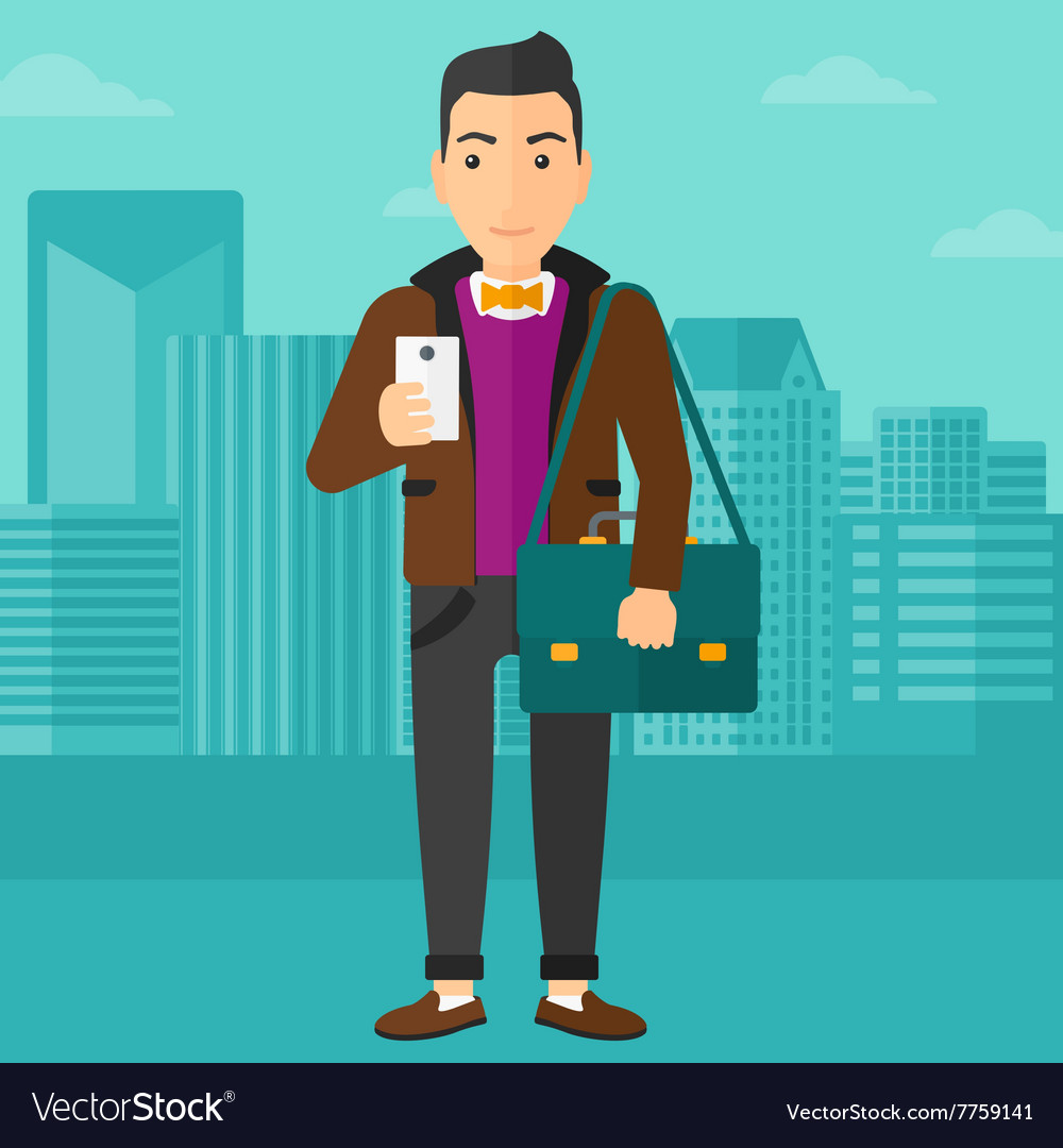 Man using smartphone Royalty Free Vector Image