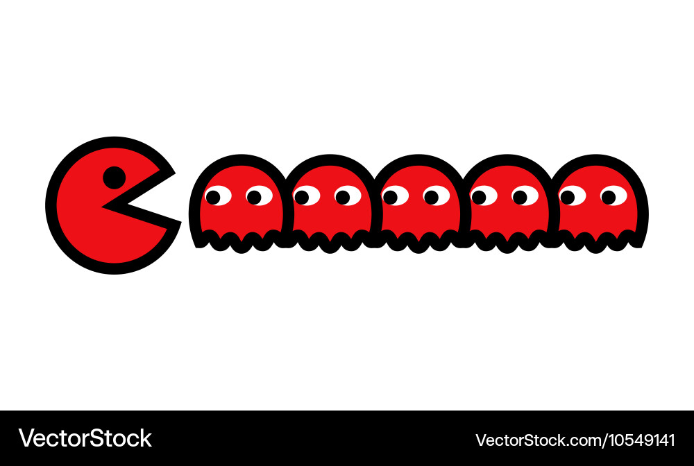 Pacman icon game with ghosts Royalty Free Vector Image