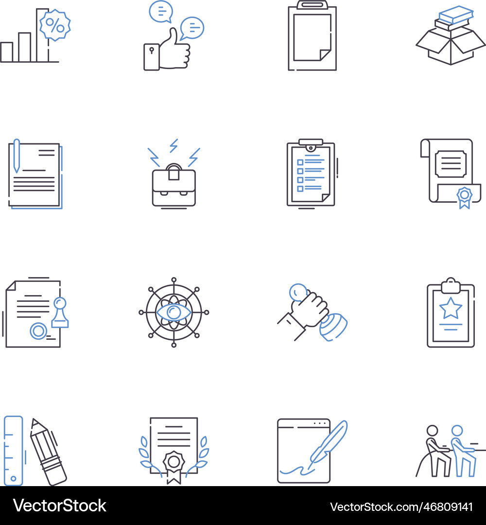 Prosperity line icons collection abundance Vector Image
