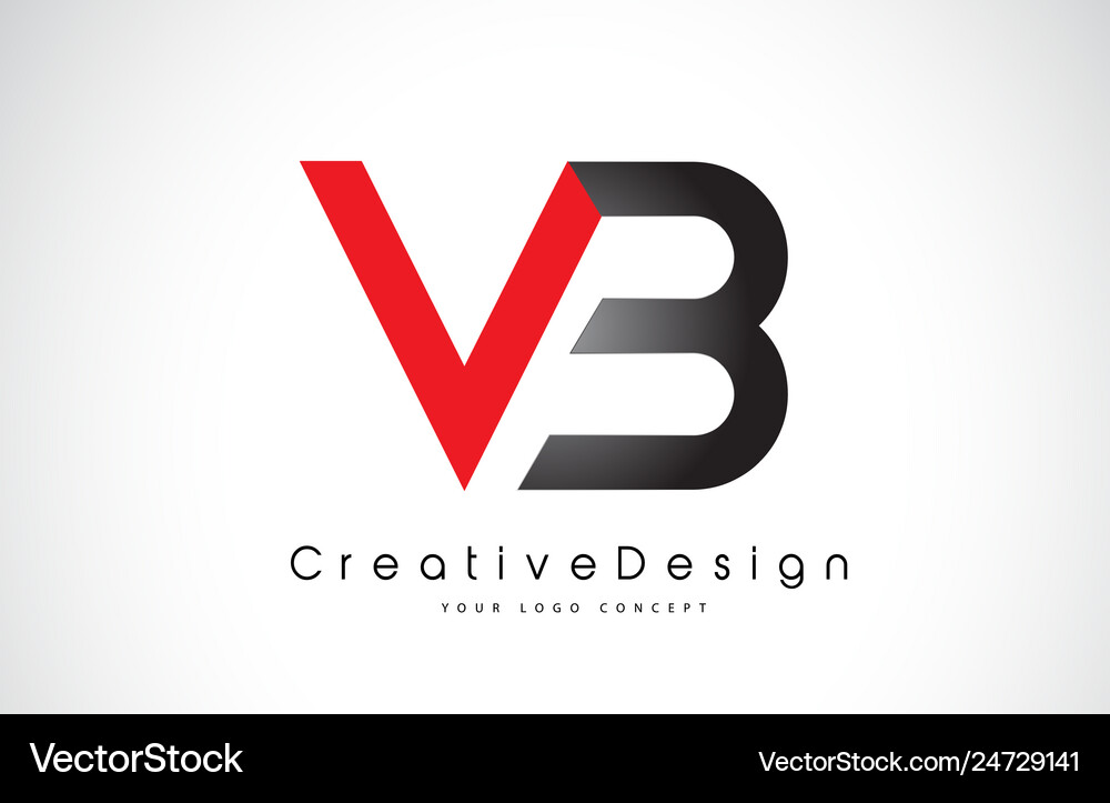Red and black vb v b letter logo design creative Vector Image