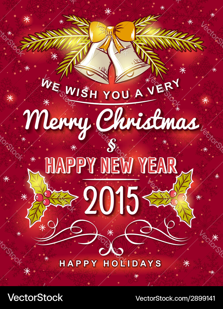 Red christmas card with decorative ornament Vector Image