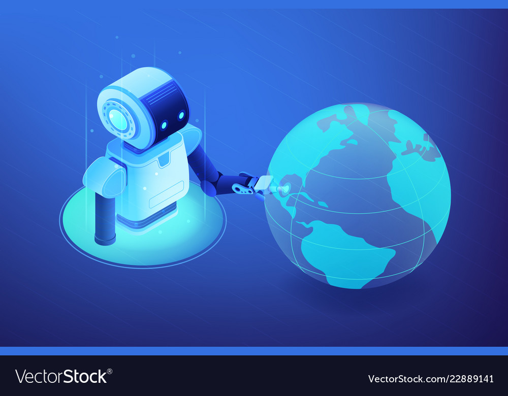Robotics network concept isometric Royalty Free Vector Image