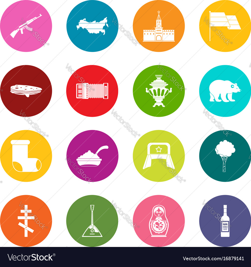Russia icons many colors set Royalty Free Vector Image Russia icons many colors set Royalty Free Vector Image