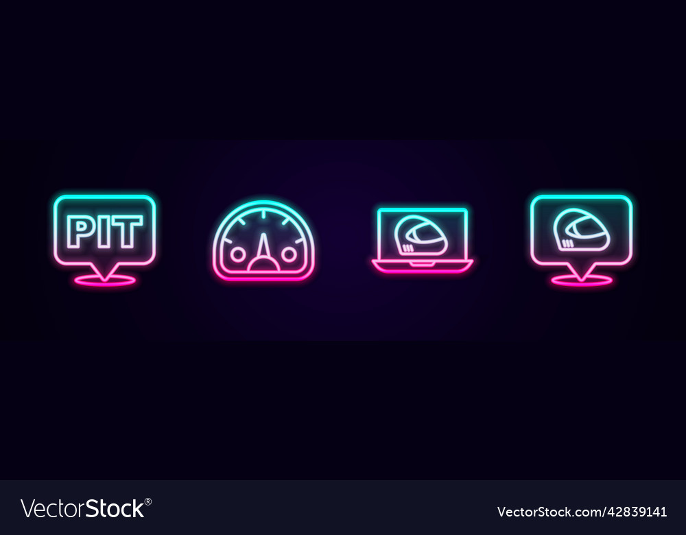 Set line pit stop speedometer racing helmet Vector Image Set line pit stop speedometer racing helmet Vector Image