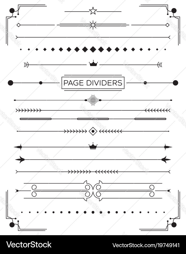 Set retro decorative page dividers and design Vector Image