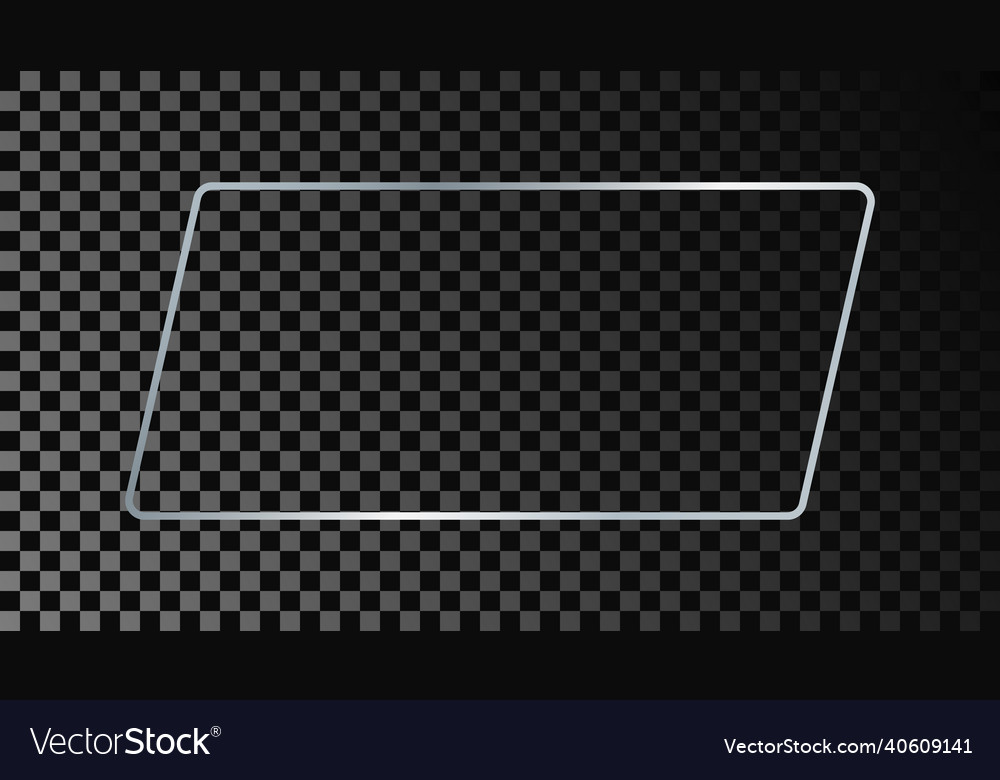 Silver glowing rectangular shape frame Royalty Free Vector