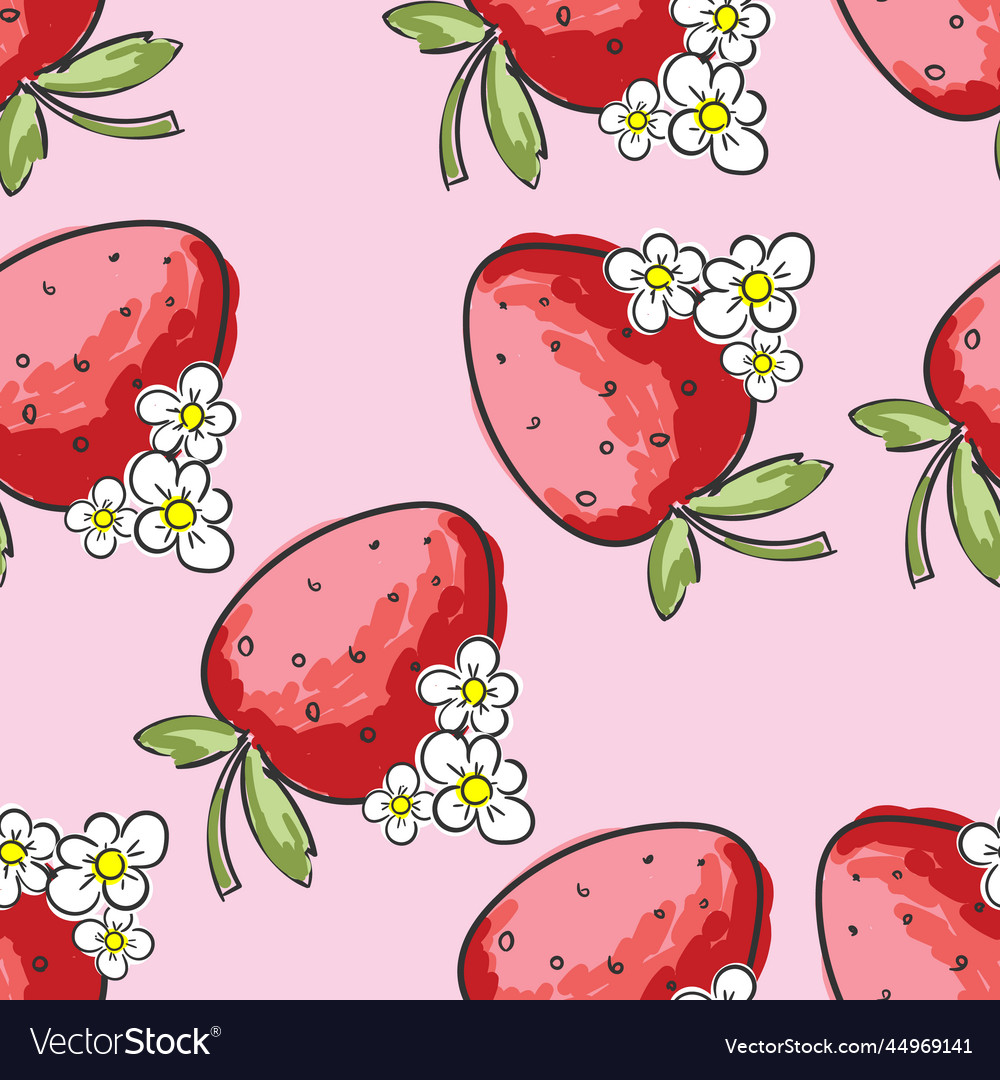 Strawberry patterns pink Royalty Free Vector Image