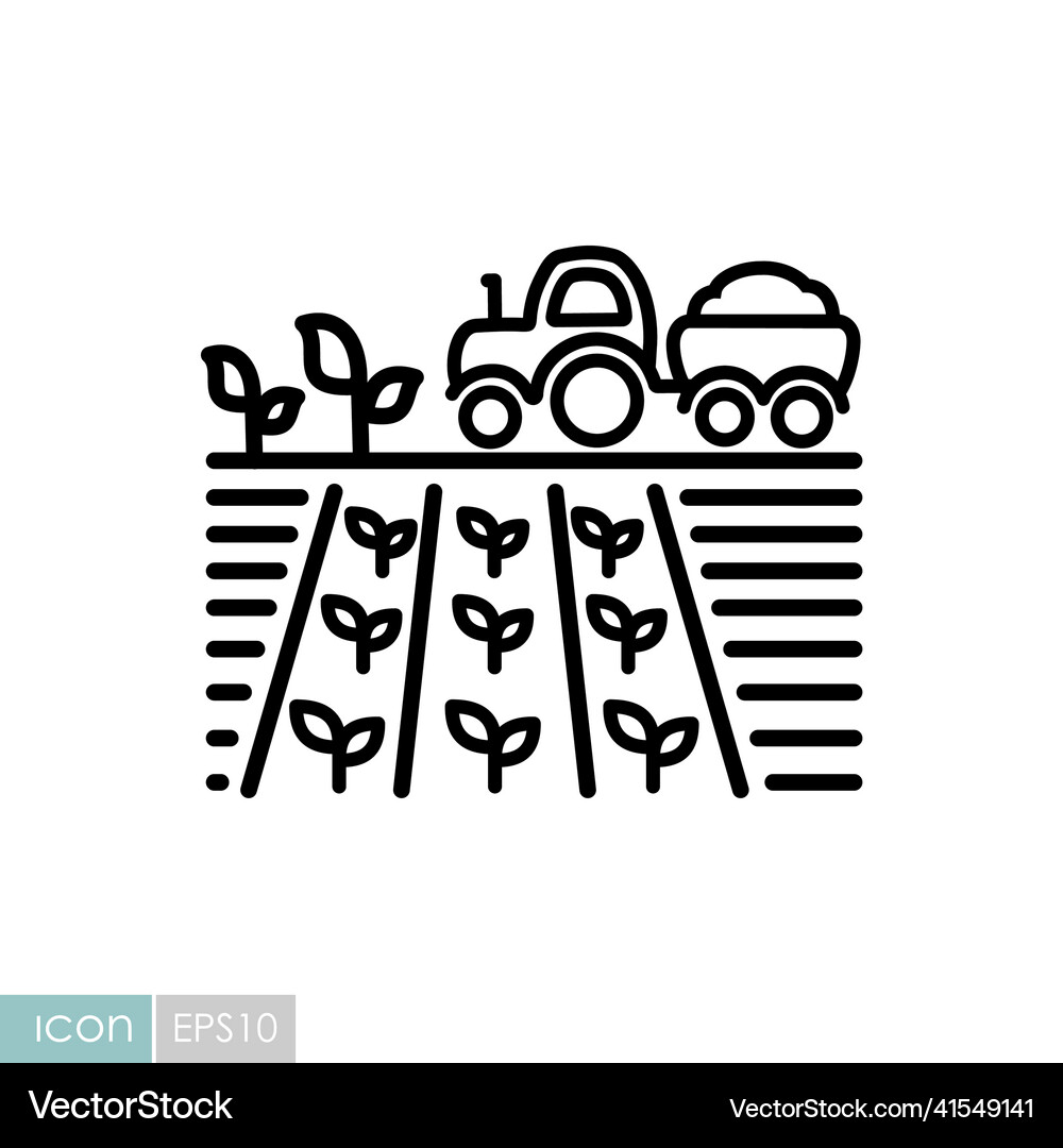 Tractor on field harvest seedling flat icon Vector Image