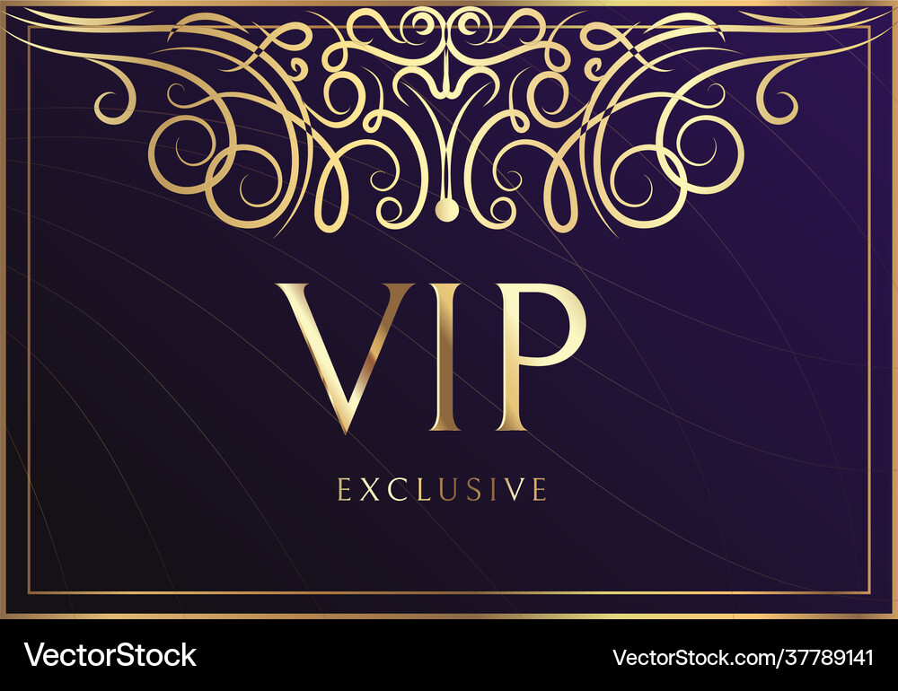 Vip card gold card with monograms blue gradient Vector Image