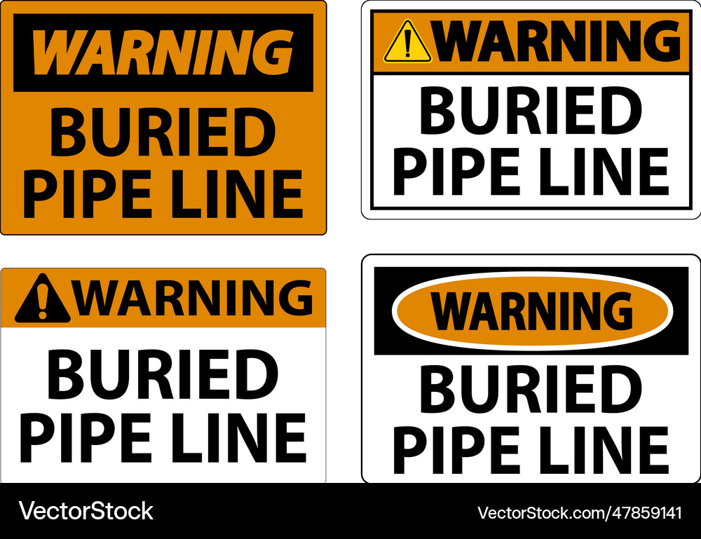 Warning sign buried pipe line on white background Vector Image