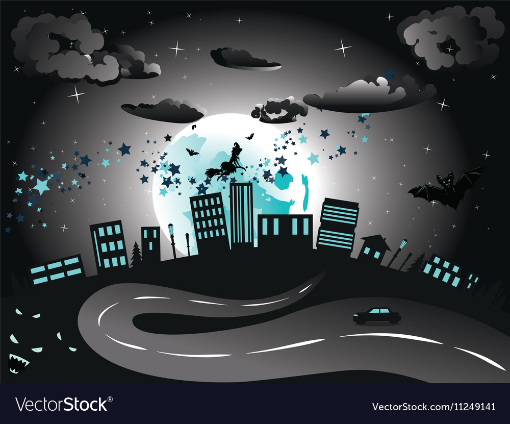 Witch is coming to the city10 Royalty Free Vector Image