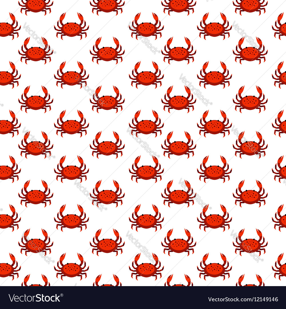 Flat red crab seamless pattern Royalty Free Vector Image