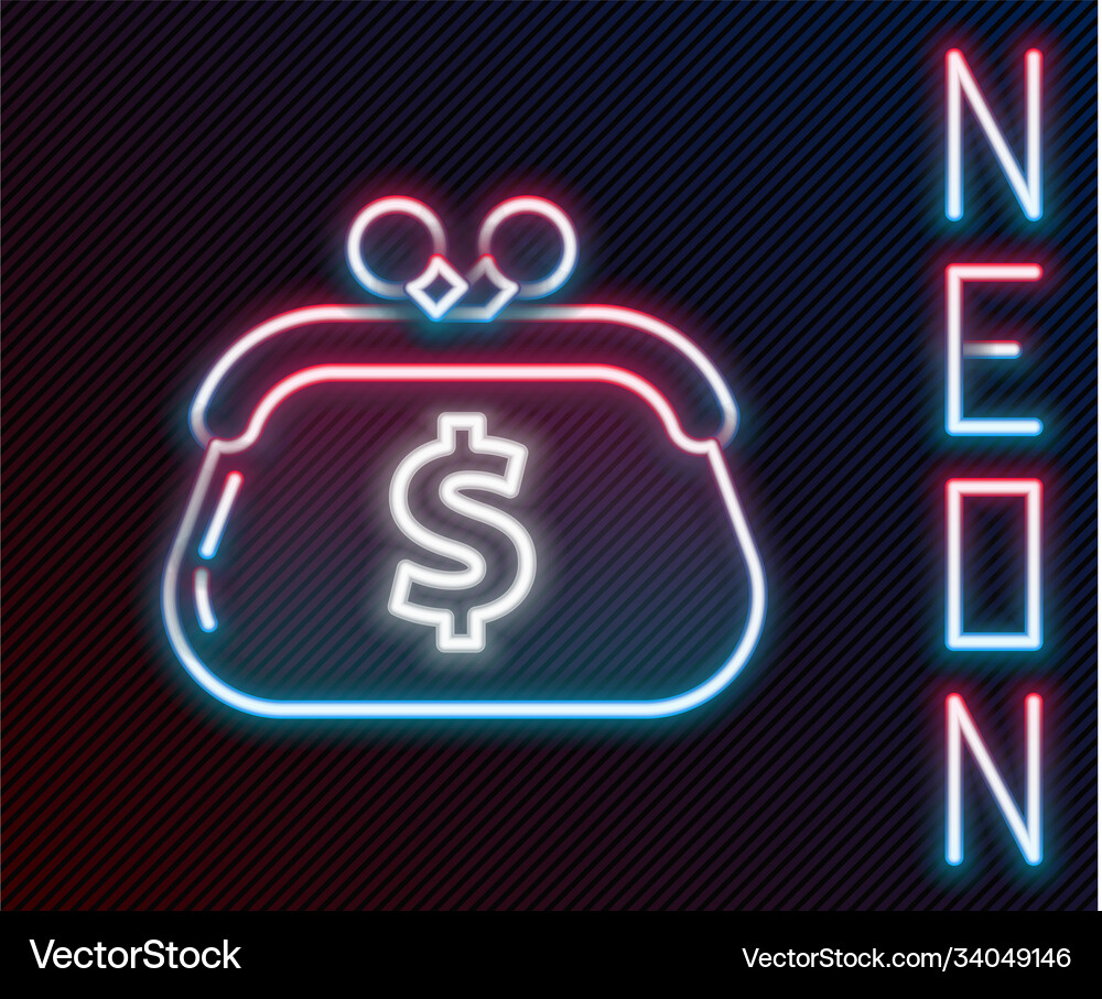 Glowing neon line wallet with dollar symbol icon Vector Image