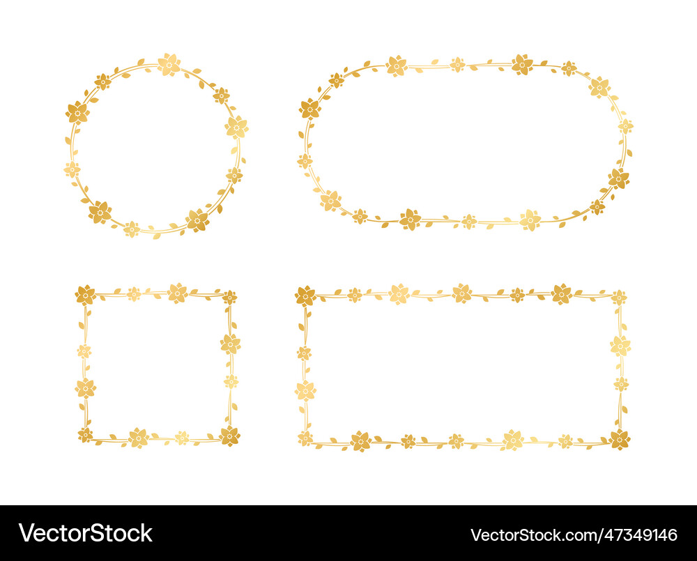 Gold geometric floral frame template set luxury Vector Image