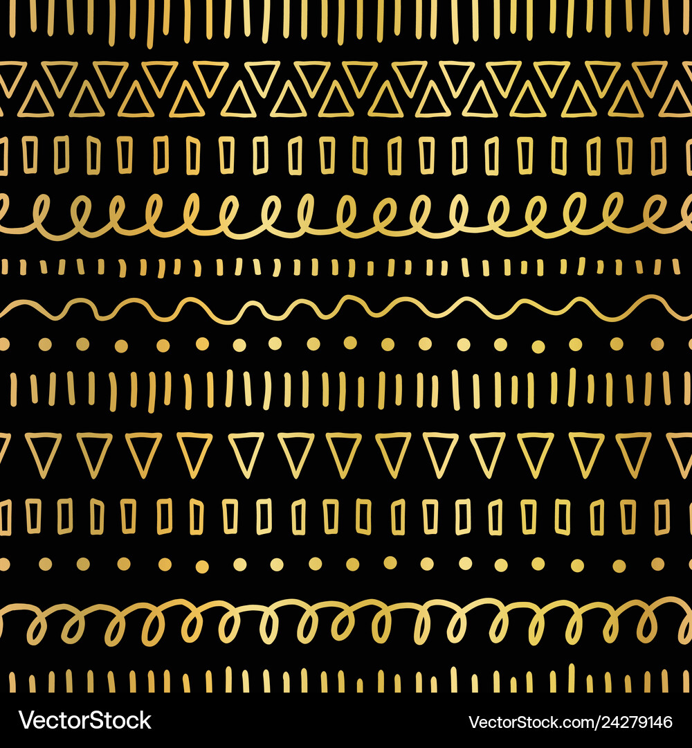 Golden doodles seamless pattern gold foil Vector Image