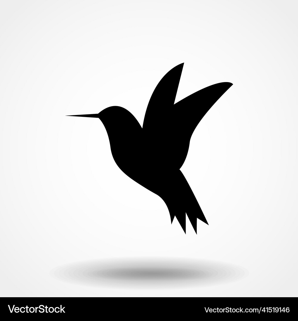 Hummingbird icon flat in black on white background