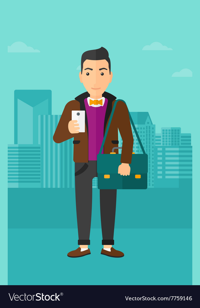 Man using smartphone Royalty Free Vector Image