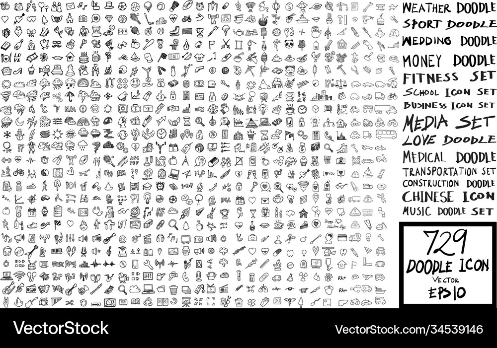 Set doodle icon back to school weather Royalty Free Vector