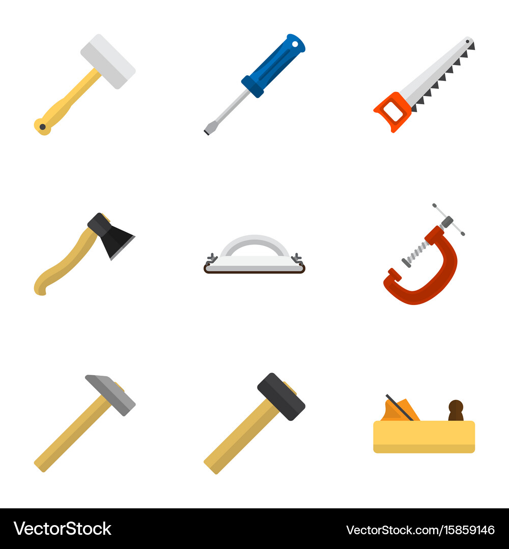 Set of 9 editable instrument icons includes Vector Image