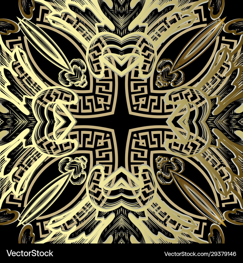 Vintage gold grunge seamless pattern greek Vector Image