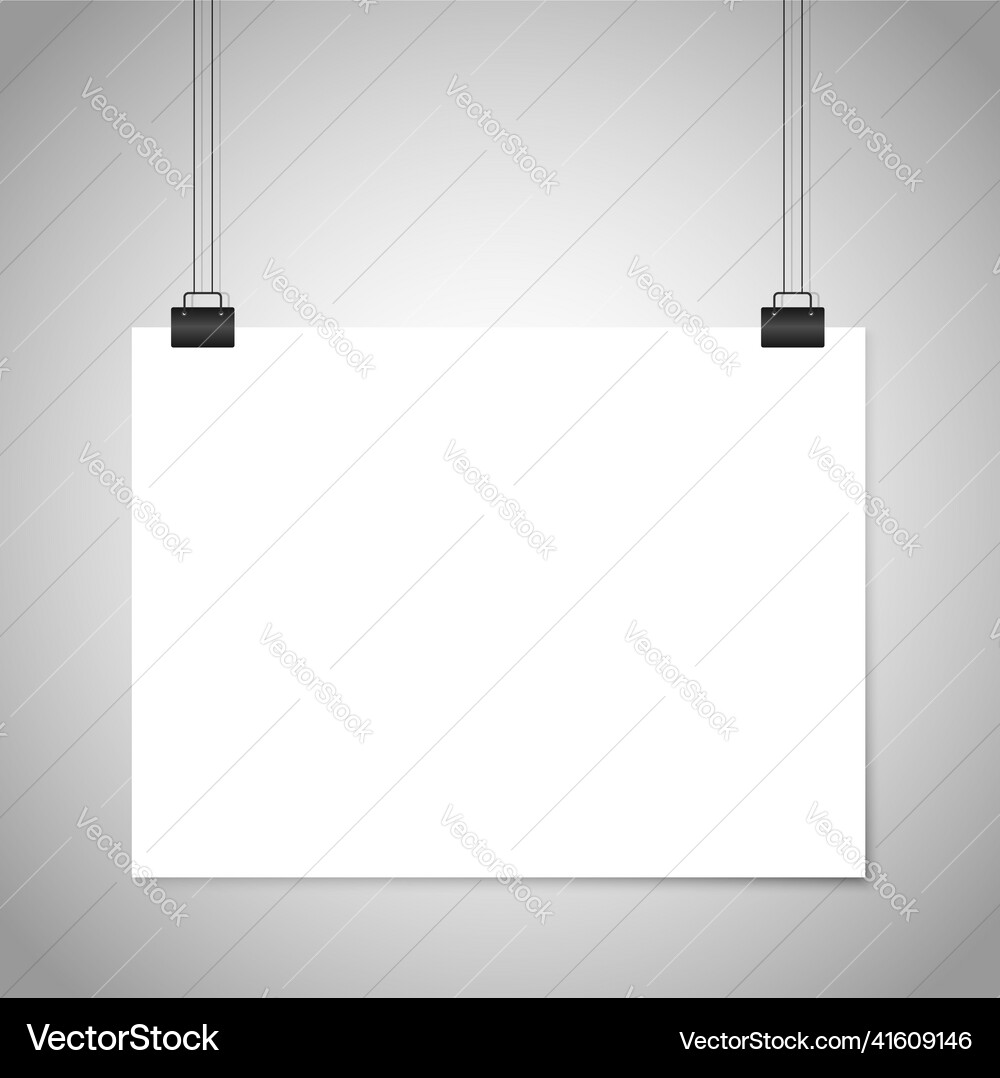 White blank paper hanging sign mockup Royalty Free Vector