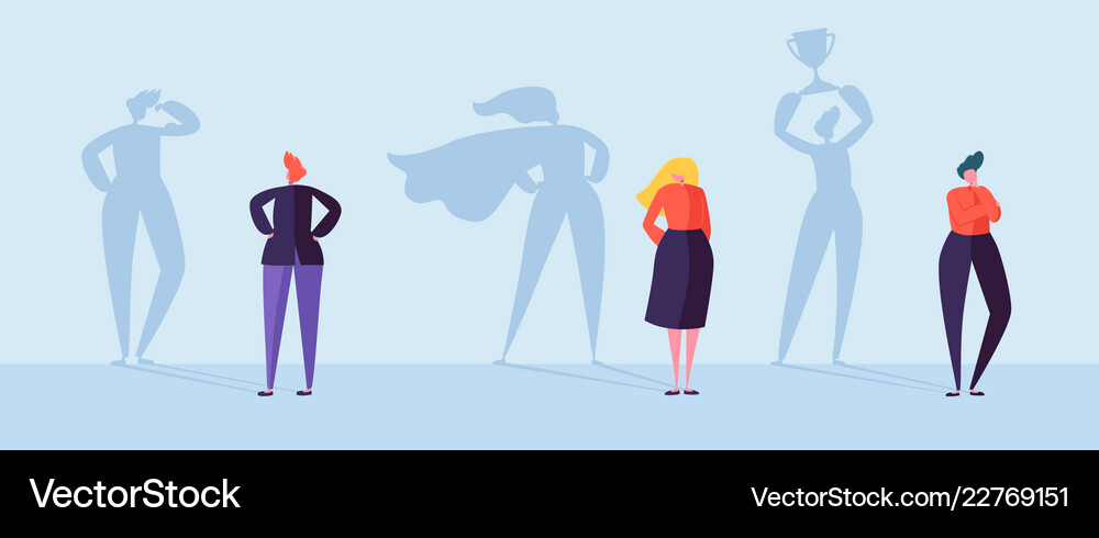 Business people with winner shadow characters Vector Image