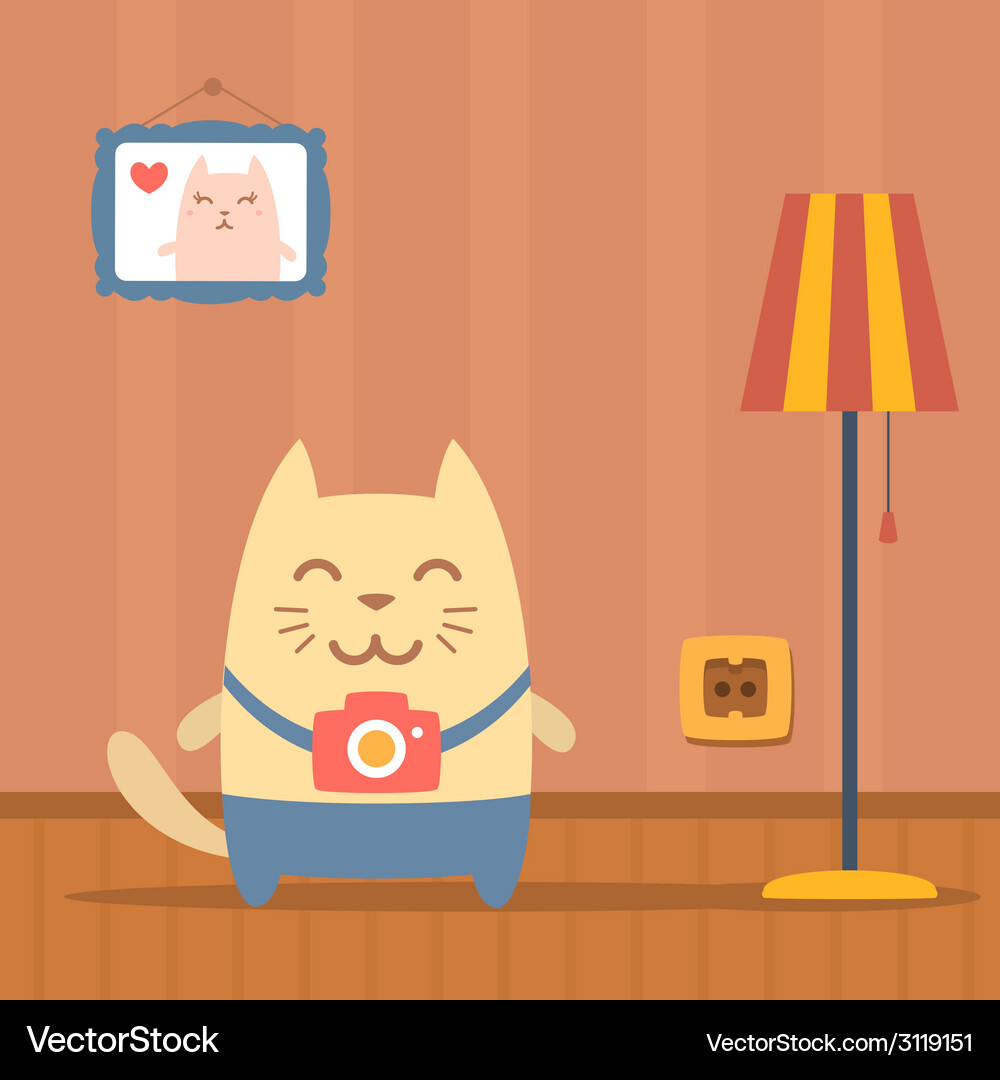 Character photographer with a camera colorful flat