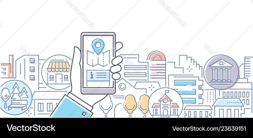 City life - modern line design style Royalty Free Vector