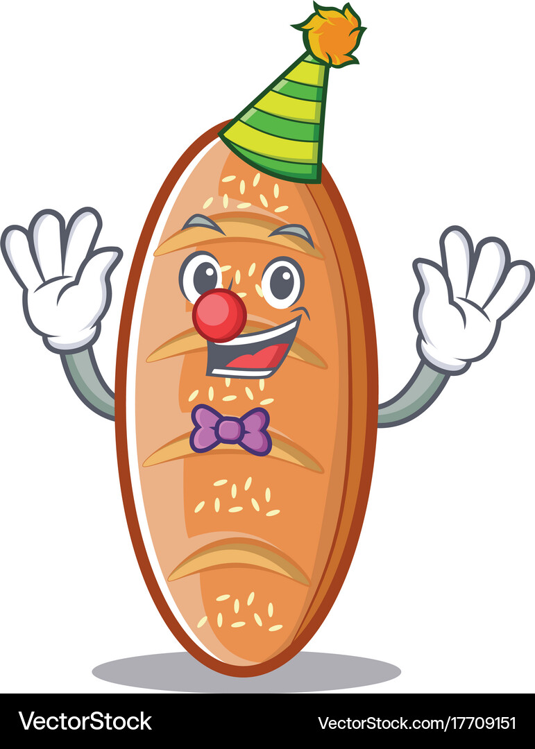 Clown baked bread character cartoon Royalty Free Vector