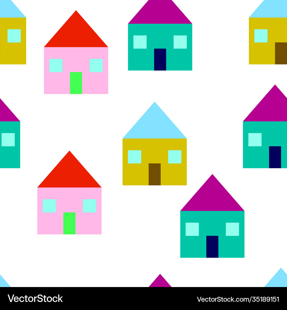 Colorful bright houses seamless pattern kids Vector Image